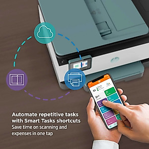 HP OfficeJet Pro 8028e All-in-One Wireless Color Inkjet Printer for Home Office, Blue- Print Scan Copy Fax-20 ppm, 35-sheet ADF, 4800 x 1200 dpi, Auto 2-sided Printing, Ethernet, Cbmou External Webcam