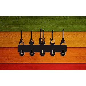 The Geeky Days Guitars Family Design Household Towl Hook Music Instrument Multi-Purpose Wall Coat Bags Clothes Hook Keys Holder Home Decor for Music Lover Gift