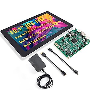 SunFounder Latest 10 Inch DIY Touch Screen for Raspberry Pi 5, IPS HD 1280x800 LCD, HDMI, DC 12V/5A, Output 5V/5A, 10-Point Touch, No Driver, Dual Speakers, 16:10, Compatible with RPi 5/4/3/Zero 2W