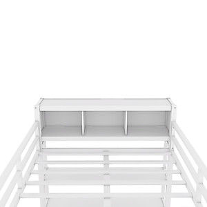 SOFTSEA Full Size Loft Bed with L Shaped Desk and Wardrobe, Heavy Duty Metal Loft Bed Frame with Storage Cubes and Shelves, Full Loft Bed for Kids Adults Bedroom, No Box Spring Needed, White