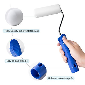 Mister Rui-Foam Paint Roller, 4 Inch-8 Pack Paint Roller Kit, Complete 4" Mini Paint Roller Kit with Small Foam Paint Roller Covers, Frame, Tray, and Liner for Professional Painting Results