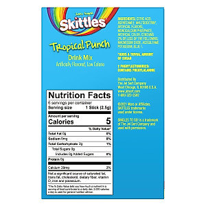 Skittles Singles To Go Drink Mix Variety Pack Bundle Original Punch, Tropical Punch and Wild Berry Punch - 3 boxes with 6 Packets in Each Box 18 Total Servings