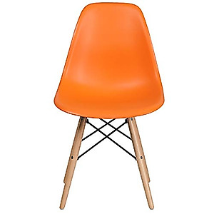 Flash Furniture Elon Series Orange Plastic Chair with Wooden Legs