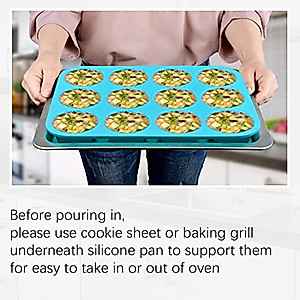 Silicone Muffin Pan Cupcake Set - Mini 24 Cups and Regular 12 Cups Muffin Tin, Nonstick BPA Free Food Grade Silicone Molds with 12 Silicone Baking Cups