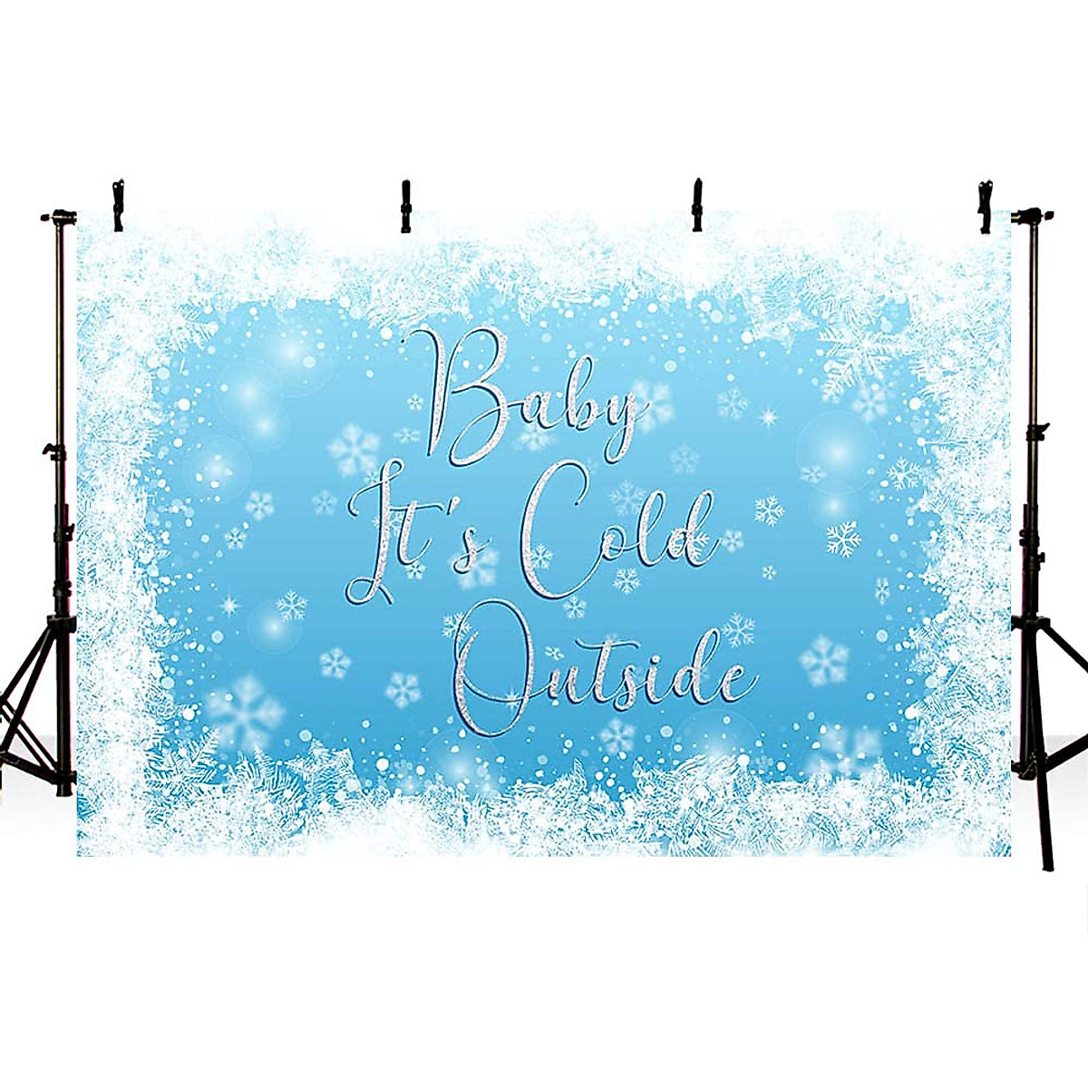 ABLIN 8x6ft Baby It's Cold Outside Backdrop Winter Baby Shower Party Decorations Snowflakes Ice Blue Wonderland Photo Background Snowfall Banner Photo Shoot Props