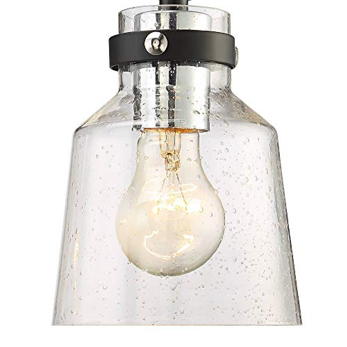 Possini Euro Design Broadway Modern Industrial Wall Light Black Painted Faux Wood Hardwired 23" 3-Light Fixture Clear Seedy Glass Shade for Bedroom Bedside Bathroom Vanity Living Room Hallway House