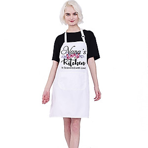 PXTIDY Grandma Kitchen Apron Nana Gift Nana's Kitchen is Seasoned with Love Funny Aprons for Grandma Housewarming Gift