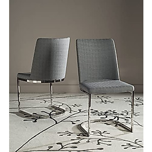Safavieh Home Collection Parkston Linen Grey Glam Side Chair (Set of 2)
