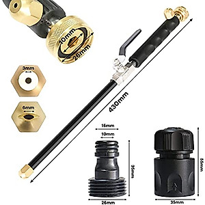 Pressure Power Washer Spray Nozzle, 18 Inch, Garden Hose Wand for Car Washing and High Outdoor Window Washing, Black