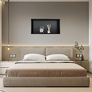 BWE Stainless Steel Shower Niche, 24" X 12" X 4" Large Volume Bathroom Wall Niche,No Tile Needed,Recessed Shower Shelf Organizer for Storage,One Inner Shelf,Matte Black