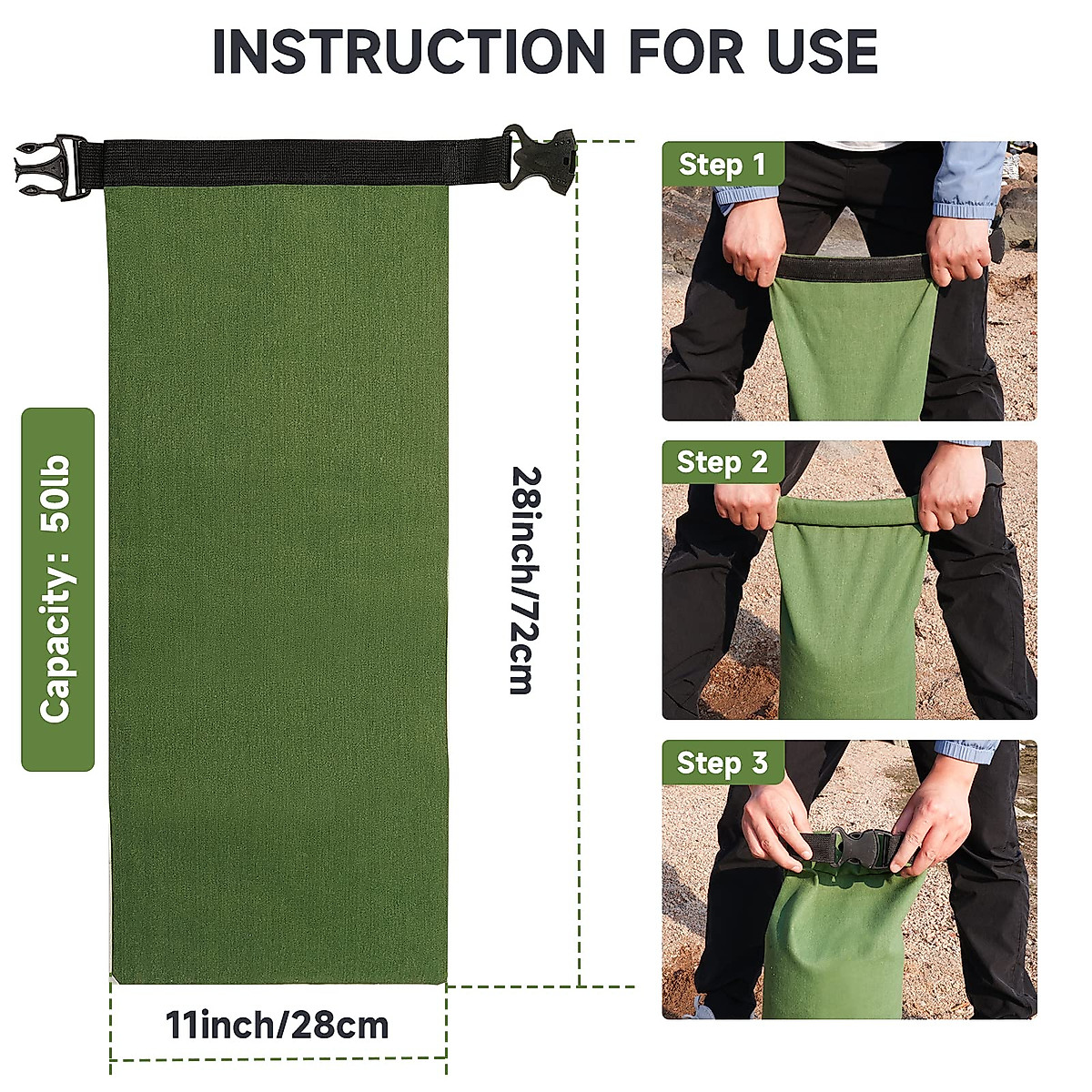 Flood Water Barrier Sand Bags - 4Pcs Thickened Long Canvas Flood Protection Sandbags with Insert Buckle Reusable Quick Flood Barrier for Home Door Window Basement Garage Floor Flood Control - 11"x28"