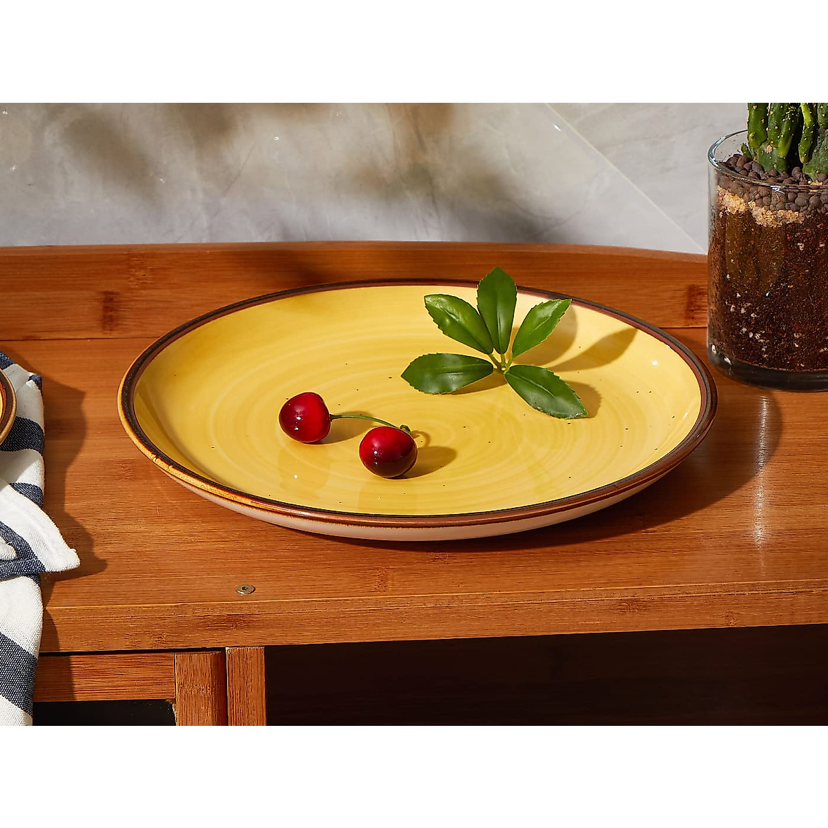 ONEMORE Porcelain Plates Set 10.5 inch Large Dinner Plates for Salad Dessert Ceramic Serving Plate Set of 4, Microwave and Dishwasher Safe