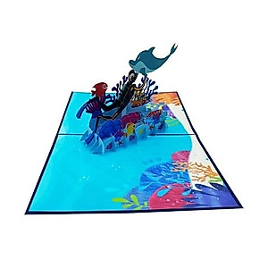 ETA 3D Under the Ocean Pop Up Card for Diver, 3D Birthday Pop up Card for Diving Lover, Ocean Lover or Diver or Diving Coach, Son Grandpa Father Dad Husband Friend Colleague, Father Day Card, H13