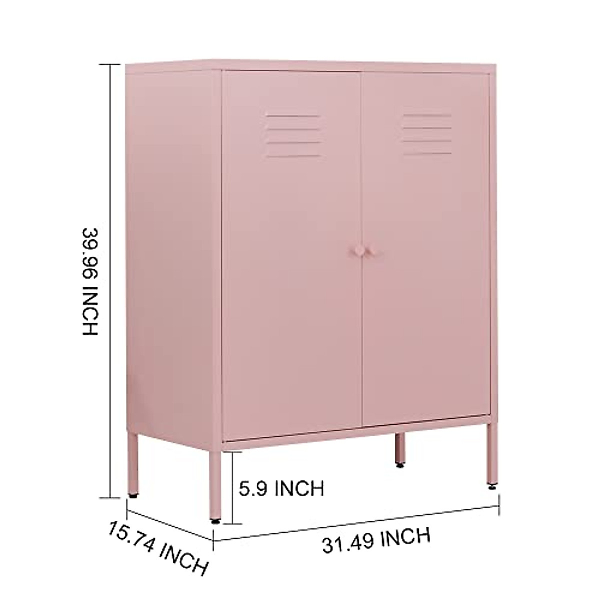 LINGZOE 2 Door Pink Metal Locker Storage Accent cabinets with Doors and Shelves, Steel Cupboard lockers for Kids Bedroom