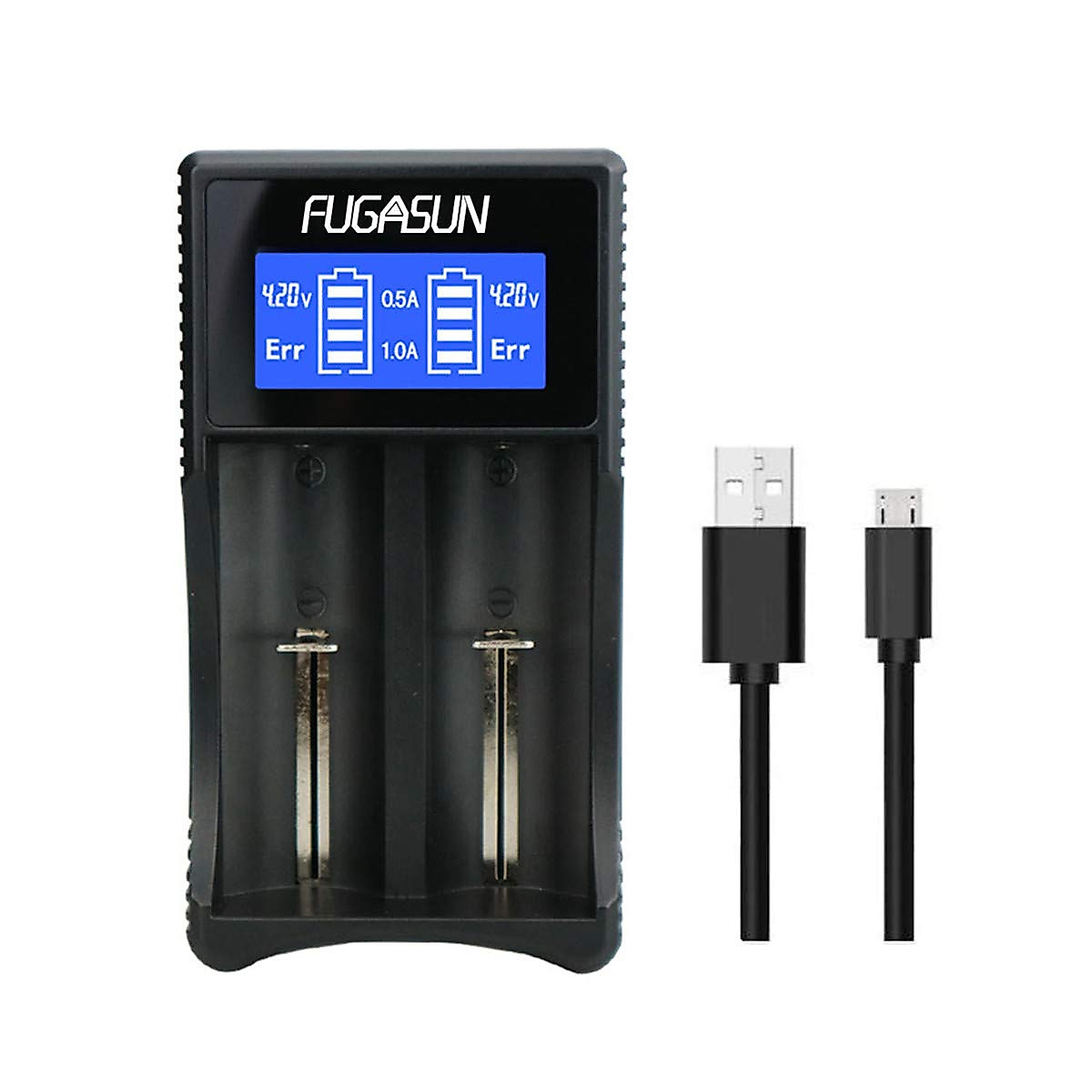 18650 Battery Charger, LCD Intelligent 18650 USB Battery Charger for Li-ion/Ni-MH/Ni-Cd 26650,22650,20700,18650,18490,18350,17670,17500,16340(RCR123),14500,10440 (USB Charger with Adapter)