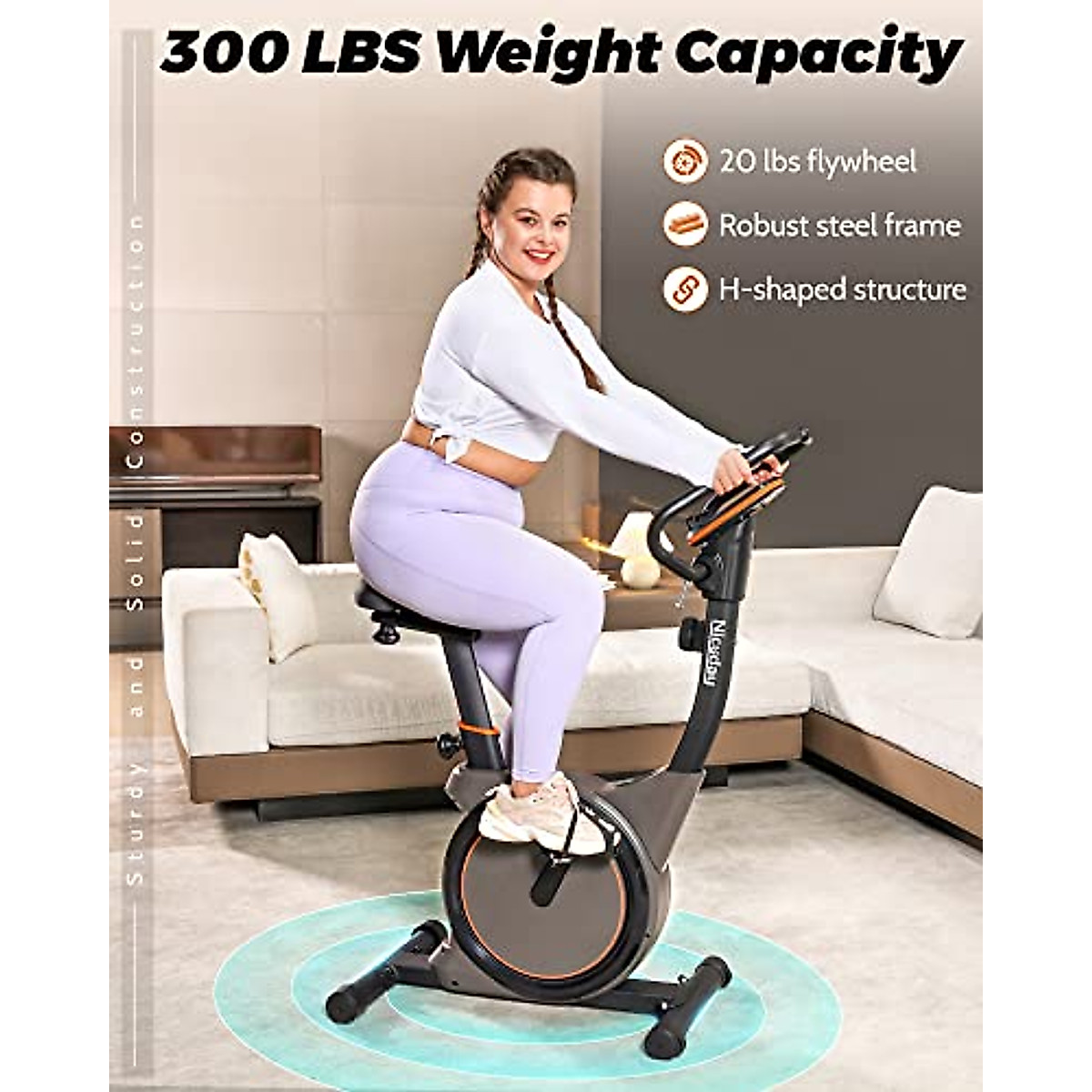 Niceday Upright Exercise Bike-Magnetic Resistance Indoor Cycling Bike with App Connectivity and Performance Monitor, 300 Weight Capacity Black