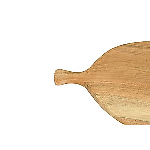 Creative Co-Op DF3134 Round Acacia Wood Cheese Handle Cutting Board, 10.25", Brown