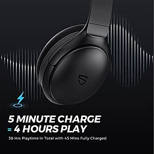 SoundPEATS A6 Hybrid Active Noise Cancelling Headphones, Bluetooth Over Ear Headphone Wireless Earphones, Premium Sound, 38 Hrs Playtime, Memory Foam Earcups, Foldable Design for Travel Home Office