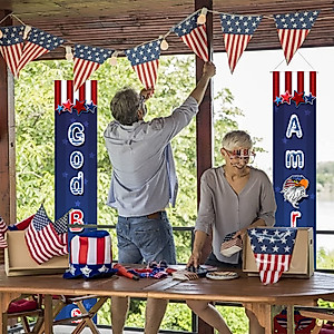 God Bless America Banner Patriotic Porch Decorations National Independence Day Hanging Flags Porch Sign American Memorial Day Party Supplies