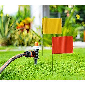 100 Pack Marking Flags Marker Flags for Lawn 4-Inch by 5-Inch Stake Flags with 16-Inch Wire Staffs (3 Colors B)