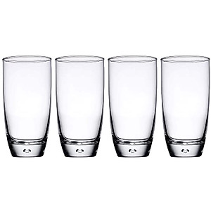 Glaver's Highball Glasses Set Of 4, 16 Oz. Drinking Glasses, Unique Water Glass Cups For Juice, Cocktails, Soda, Heavy Bottom Tumbler Glass