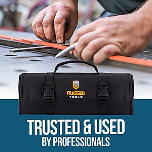 32 Pocket Tool Roll Organizer - Wrench & Pouch Includes Pouches for 10 Sockets Up Bag Electrician, HVAC, Plumber, Carpenter or Mechanic from Rugged