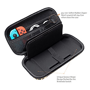 Drodalala Nintendo Switch Case OLED 2021/Switch Carrying Case 2017 for Girls, Leopard Travel Cover Bag w/16 Game Card Slots,Deluxe Protective Hard Shell Case,Dockable Joy-Con Controller & Accessories