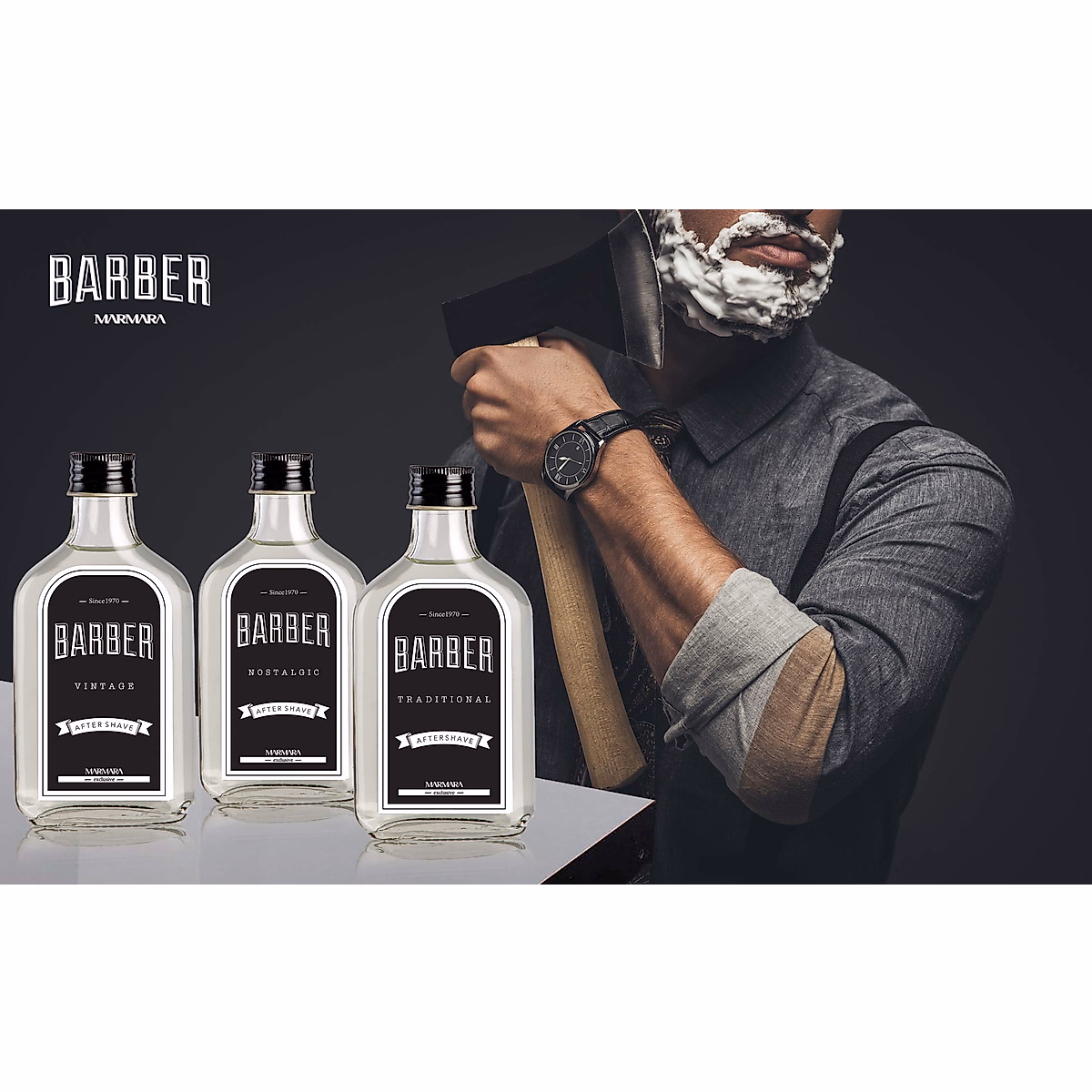 Marmara Barber Cologne - Best Choice of Modern Barbers and Traditional Shaving Fans Glass Bottle (500 ml, No2)