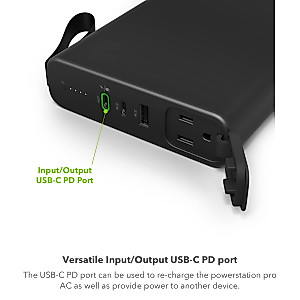 mophie powerstation pro AC (2023)-27,000 mAh External Battery compatbile With MacBook&iPad Portable PD battery with 100W of AC&60W USB-C Fast Charge integrated carry strap-USB-C cable included, Black