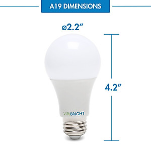 Viribright 751659-12 3038 LED Light Bulb, 100W Equivalent (13W) 6500K General Purpose a-Style, E26 Edison Base (Pack), Daylight, Pack of 12