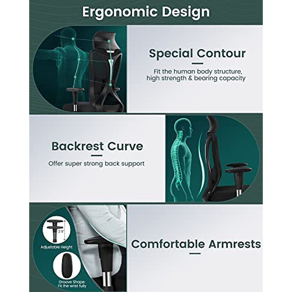 Raynesys Big and Tall Office Chair for Heavy People, 400LBS Capacity with Wide Seat,Heavy Duty Material, Adjustable Armrests, Ergonomic Executive Chair for Home Office with Strong Lumbar Support,Black