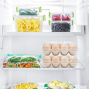 30 Packs Large Plastic Egg Cartons with Sticker Labels, 3 x 4 Grids Chicken Egg Tray Holders, Holds Up to 12 Eggs Clear Crate Bulk, Reusable Egg Carton for Family Pasture Farm Markets Display (30)