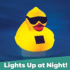 GAME 12301-BB Solar Light-Up Derby Duck Mid-Size Chlorinator Pool Chorine Dispenser, Yellow