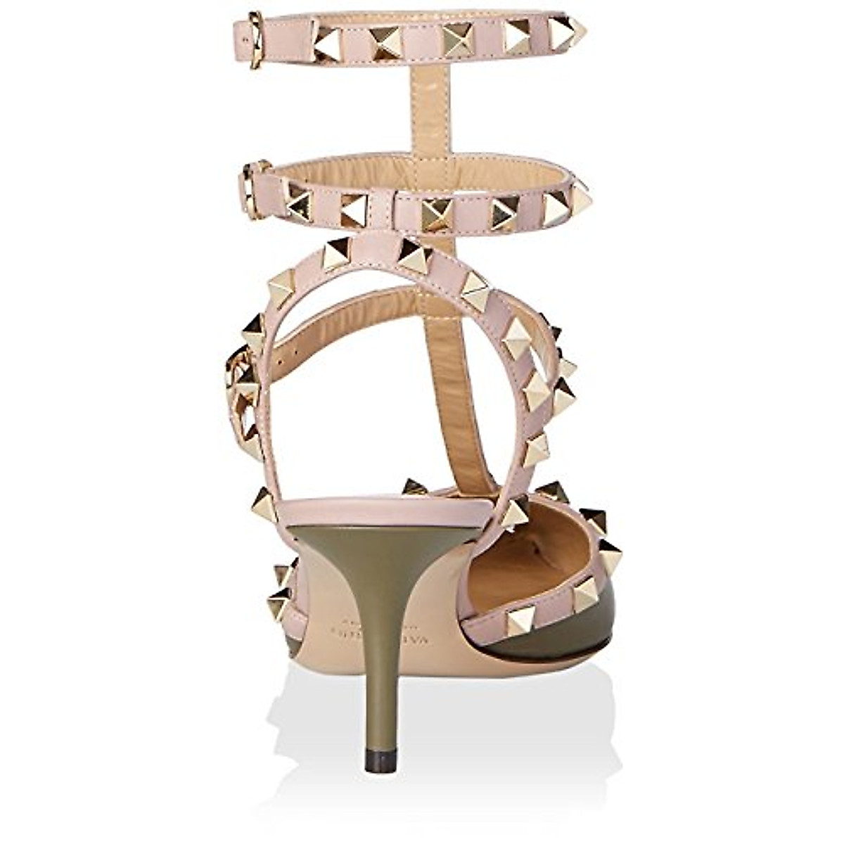 Valentino Women's Rockstud Ankle Strap Pump, Army Green, 37 M EU/7 M US