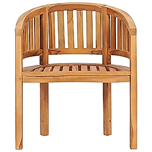 vidaXL Banana Chair, Wooden Leisure Chair with Armrests, Patio Dining Lounge Chair for Indoor Outdoor Lawn Garden Porch, Solid Wood Teak
