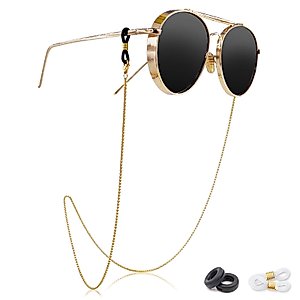 Eyeglass Chain - Kalevel Stainless Steel Sunglass Strap Eyeglass Strap Holder (Gold)