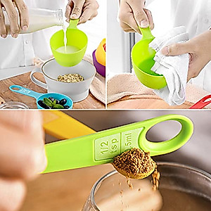 12 Piece Measuring Cups and Spoons Set, Colored Kitchen Measure Tools, Durable Nesting Cups and Spoons for Dry and Liquid, Dishwasher Safe