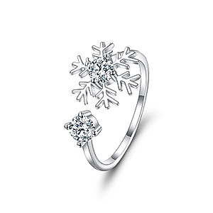 FANZE Ring for Women, Ring Flower Cubic Zirconia, Fashion Jewelry Gift (Snowflake, Sunflower, Rose)