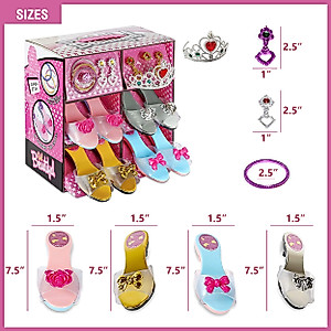 fash n kolor Princess Dress Up Pretend Play Shoes set, Jewelry Boutique, Fashion Princess Toys Accessories for Little Girls Dress Up Costumes for play gift set, For ages 3,4,5,6 Years Old and up