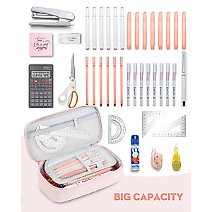 YOKUMA Cute Pencil Case for Girls, Large Pencil Pouch, Zipper Pencil Box, Aesthetic Pen Bag School Supplies for Student Teen College Adults, Pink