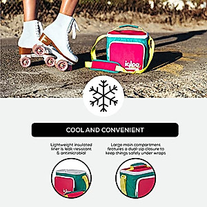 Igloo 90s Retro Collection Square Lunch Box Cooler with Front Pocket and Adjustable Strap, Neon