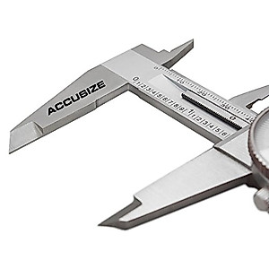 Accusize Industrial Tools 8''/200 mm by 0.001''/0.02 mm Dual Needle Precision Dial Caliper Stainless Steel in Fitted Case, Imperial/Metric, P920-S238