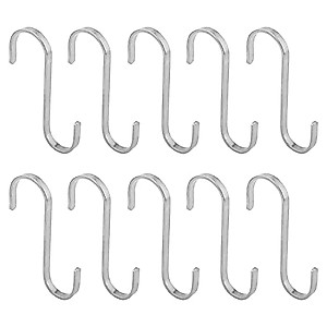 MroMax 304 Stainless Steel S Hooks,80mm/3.15" Silver S Shaped Hook Hangers for Kitchen Bathroom Bedroom Storage Room Office Outdoor Multiple Uses, 10Pcs