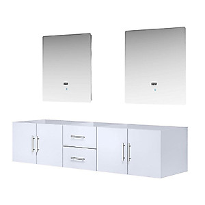 Lexora Geneva 80 in. W x 22 in. D Glossy White Double Bath Vanity and 30 in. LED Mirrors