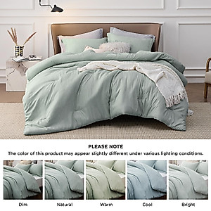 Bedsure Full Comforter Set - Sage Green Full Size Comforter, Soft Bedding for All Seasons, Cationic Dyed Bedding Set, 3 Pieces, 1 Comforter (82"x86") and 2 Pillow Shams (20"x26"+2")
