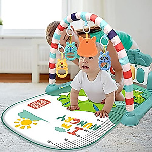 BOMPOW Baby Play Mat Baby Gym, Play Piano Baby Activity Gym Mat with Music and Lights, Piano Gym, Early Development Baby Play Mat Gift for Babies Newborn