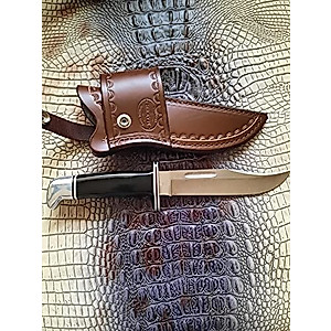 Custom Leather Cross Draw Knife Sheath for Buck 119 SPECIAL Knife, Dyed Brown, Sheath Only