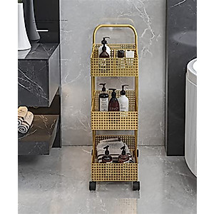 BHVXW Scandinavian Iron Shelves Bedroom Kitchen Metal Removable Bathroom Storage Rack with Wheels Trolley