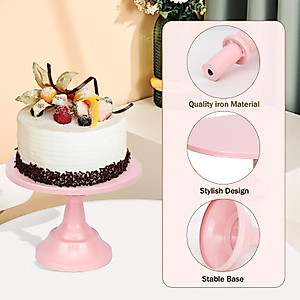 tchrules Pink Cake Stand, 5Pcs Metal Cake Display Stand for Party, Dessert Table Display Set for Wedding Birthday Parties Anniversary (3 Round Cake Stands & 2 Dessert Tray)
