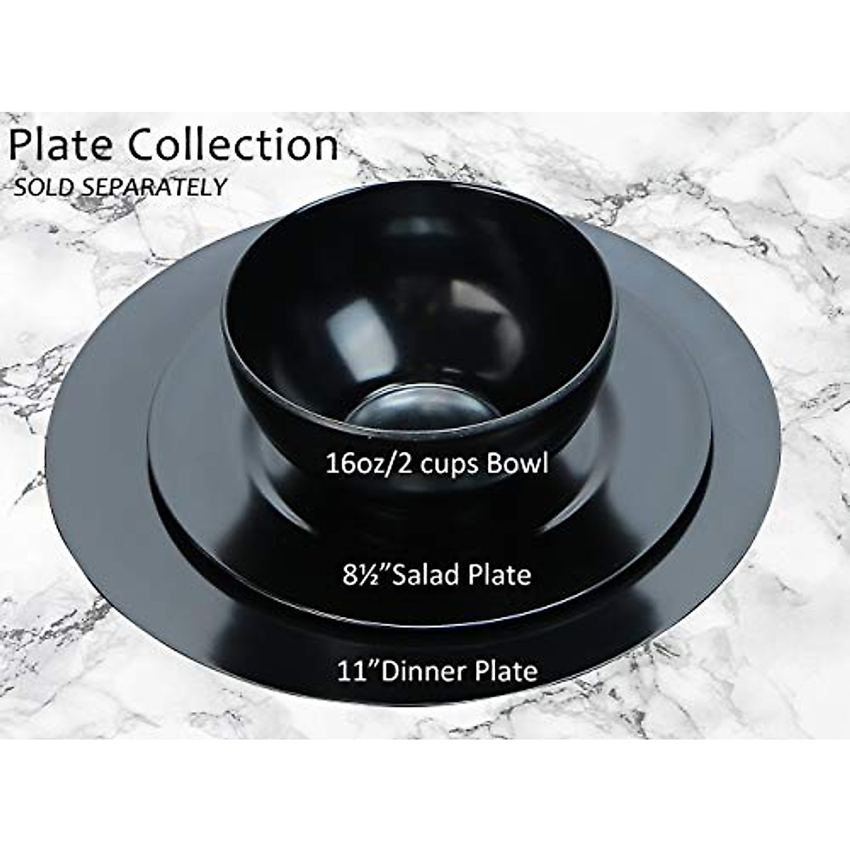 Calypso Basics by Reston Lloyd Melamine Salad Plate, Set of 6, Black